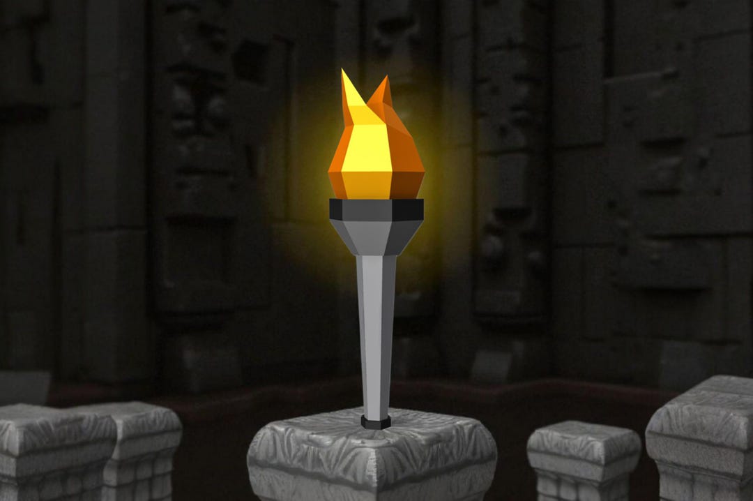 Low Poly Olympic Torch Papercraft, Printable DIY (pdf, Dxf, Eps, Png ...