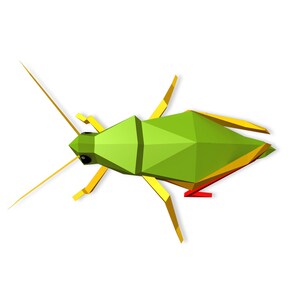 DIY Papercraft Grasshopper,lowpoly Grasshopper Png,3d Origami Insects ...