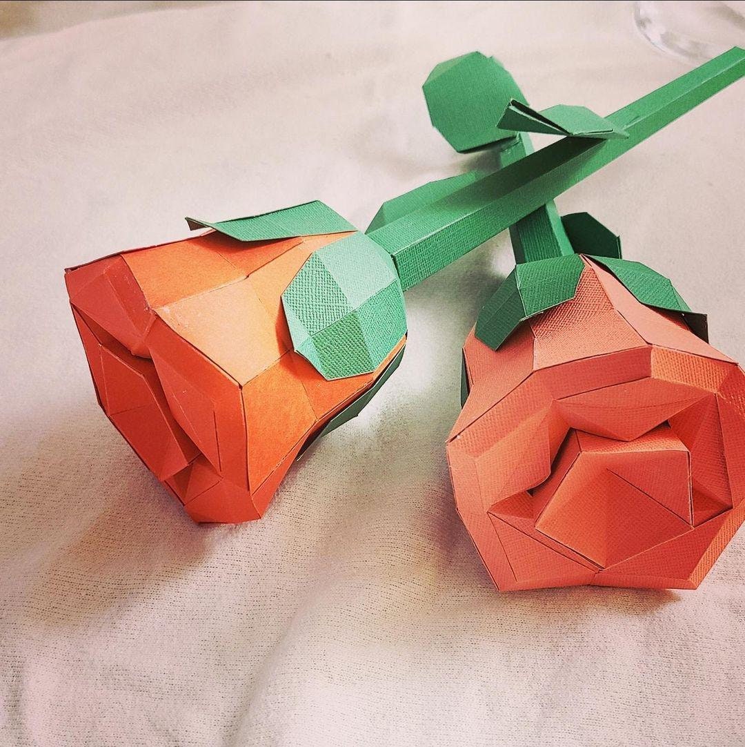 DIY Papercraft flor rosa rosa de la parte baja red de papel - Etsy México