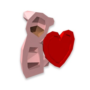 DIY Papercraft Valentine Teddy Bear,papercraft Teddy Bear,lowpoly Bear ...