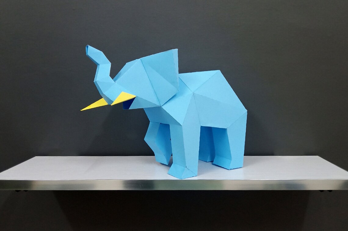 DIY Papercraft Elephant Sculpturelow Poly Papercraftlow Poly - Etsy