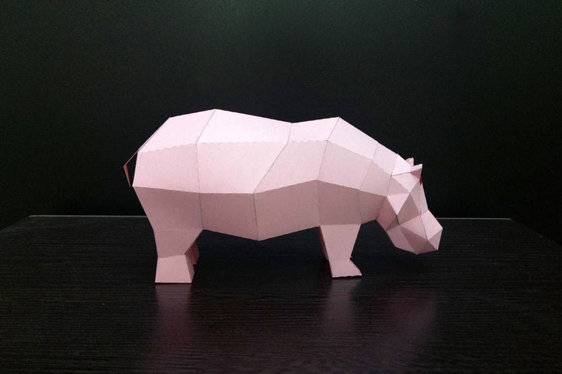 DIY Papercraft Hippo Sculpture3d Papercraftpapercraft - Etsy