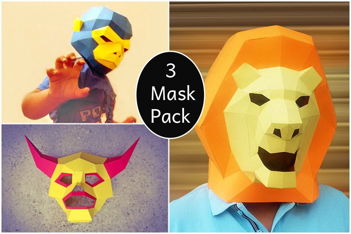 Halloweenhalloween Mask Pack of 3 Monster Mask Monkey - Etsy