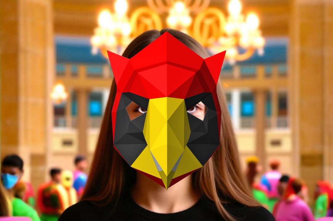 DIY 3d Papercraft Cardinal Mask, Party Mask, Lowpoly Mask, Cardinal ...