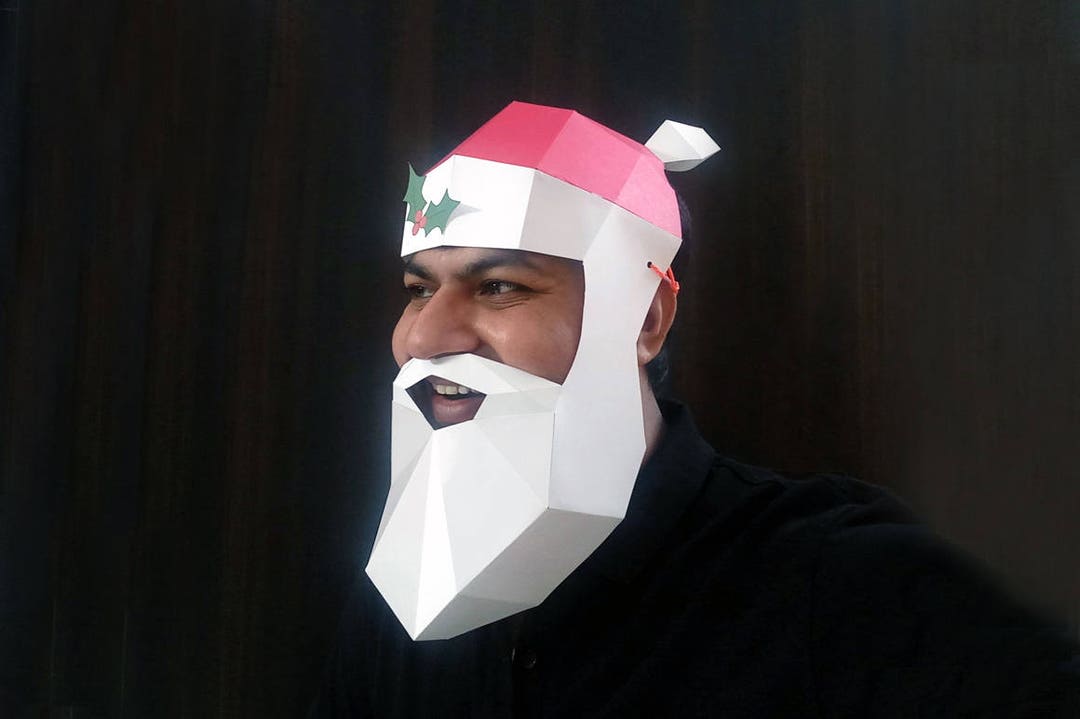 Santa Claus Low Poly Mask,santa Mask,diy Mask,christmas Party,christmas ...