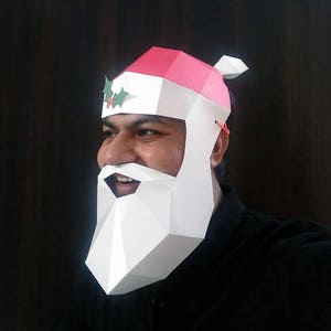 Santa Claus Low Poly Mask,santa Mask,diy Mask,christmas Party,christmas ...