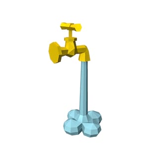 DIY Papercraft Water Tap Model,tap With Flowing Water,lowpoly Tap,water ...