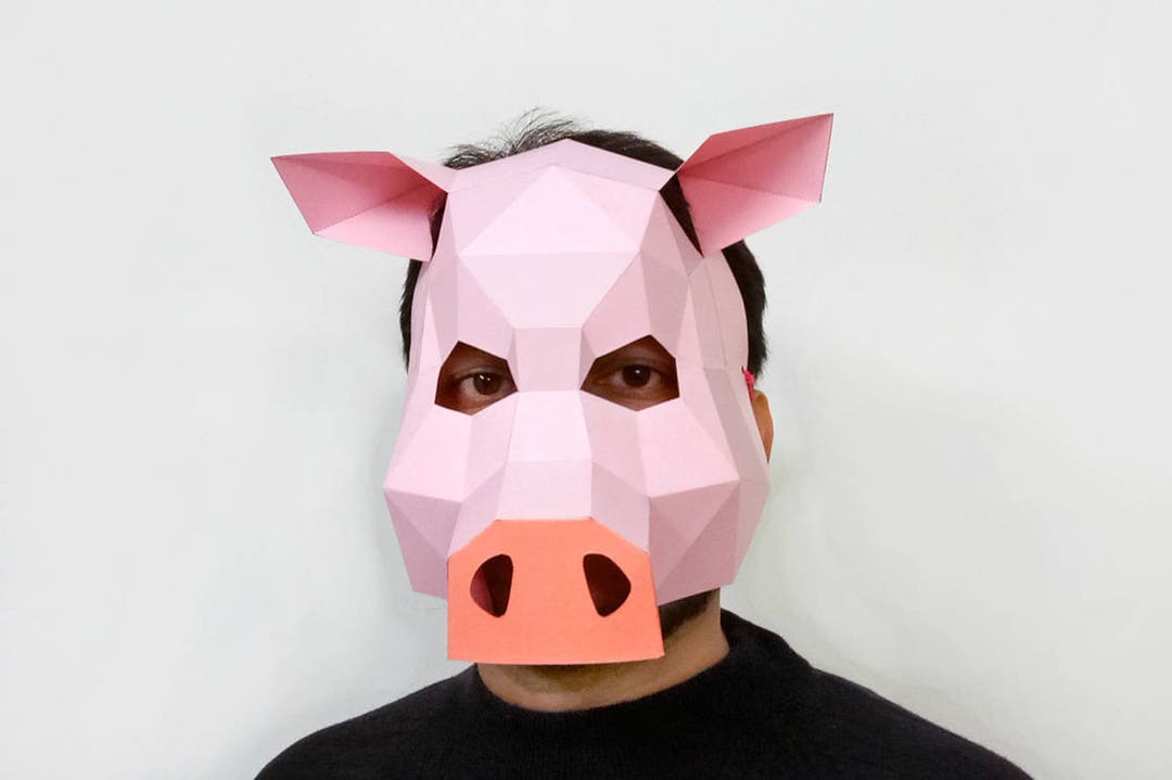 DIY Pig Mask,pig Art,party Mask,lowpoly,3d Papercraft,diy Animal Mask ...