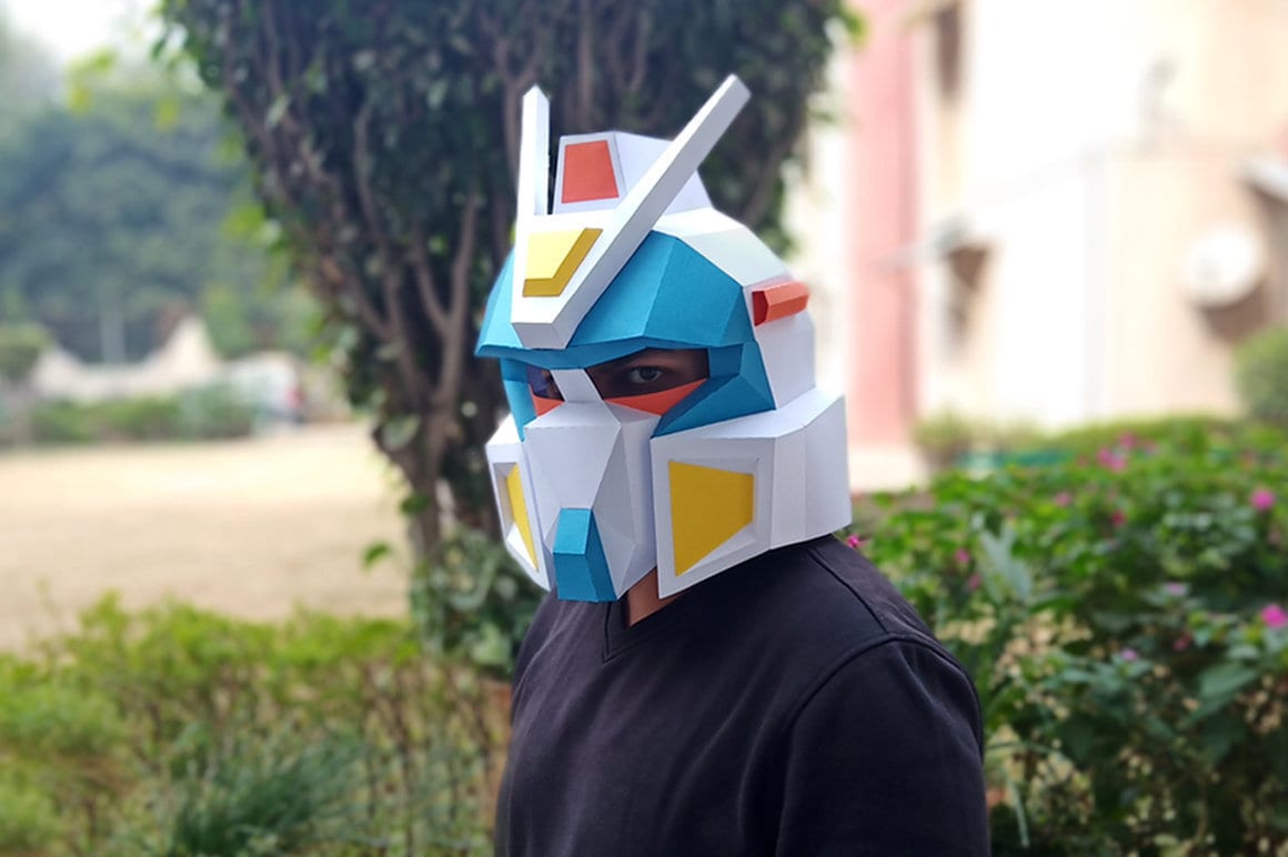 DIY Papercraft Gundam Helmet,gundam Cosplay,gundam Mask,lowpoly Helmet ...