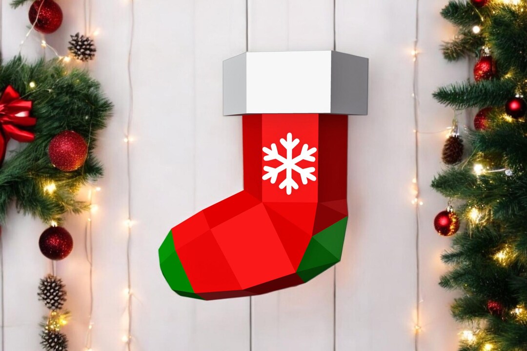 DIY Papercraft Santa Socks Wall Decor, Christmas Shoe, Christmas Party ...