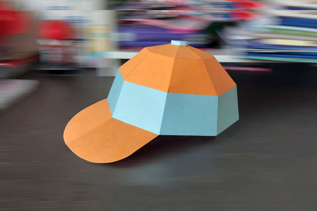 DIY Papercraft Baseball Cap, 3d Cap Templates, P Cap Pattern, Cap Print ...