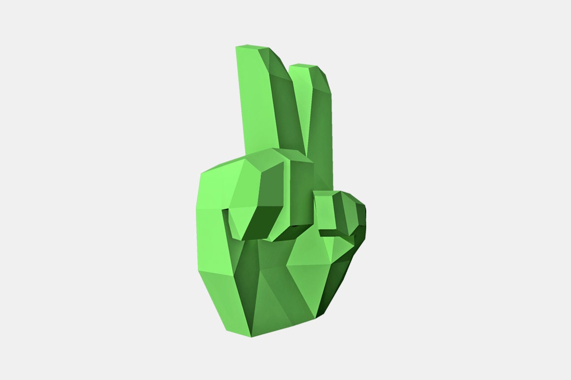 DIY Papercraft Hand Peace Symbol,hand Peace Sign,peace Gesture,lowpoly ...