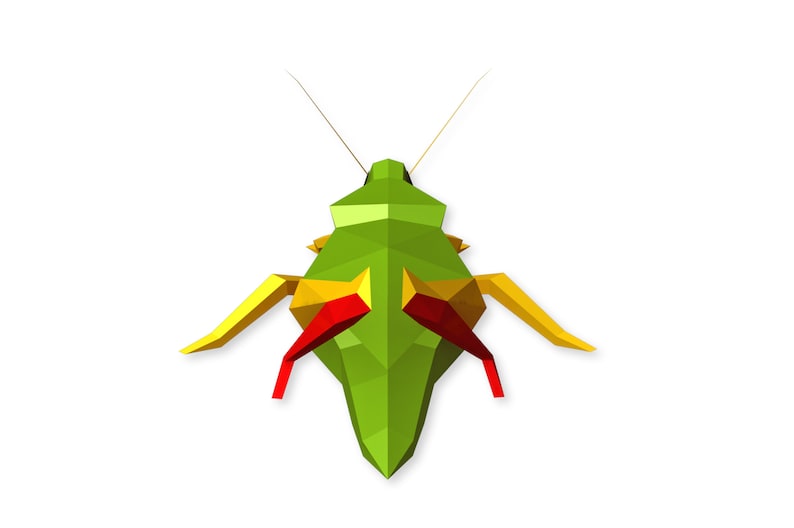DIY Papercraft Grasshopperlowpoly Grasshopper Png3d Origami - Etsy