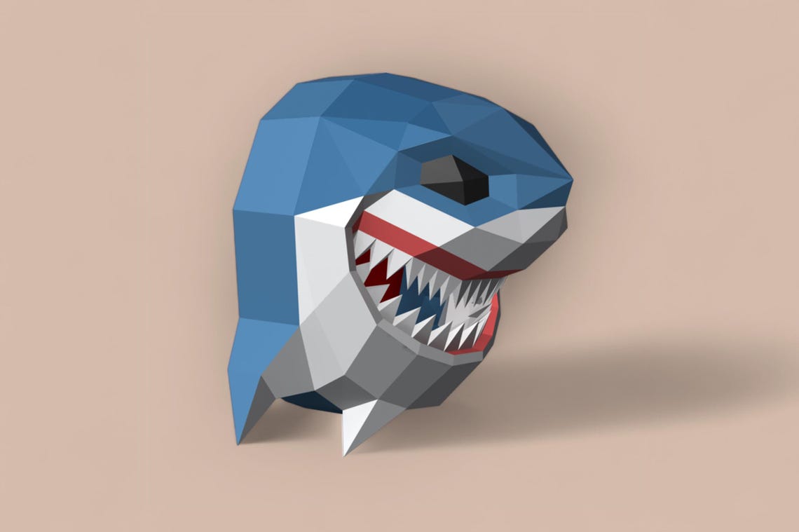 Papercraft Shark Head Trophy, 3D Wall Art (digital Files) - Etsy