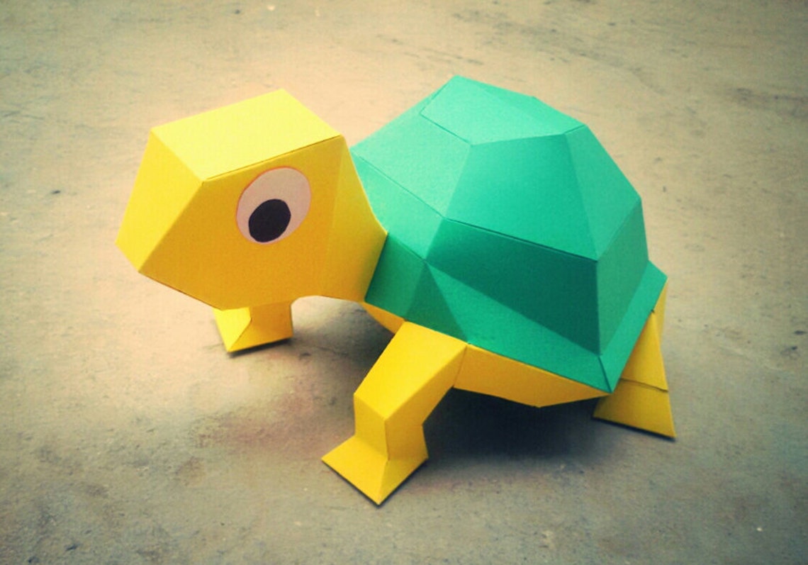 DIY Papercraft Tortoiselowpoly Sea Animalstortoise | Etsy