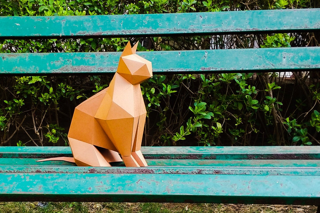 DIY Papercraft Cat Model,lowpoly Cat Sculpture,papercraft Animal ...