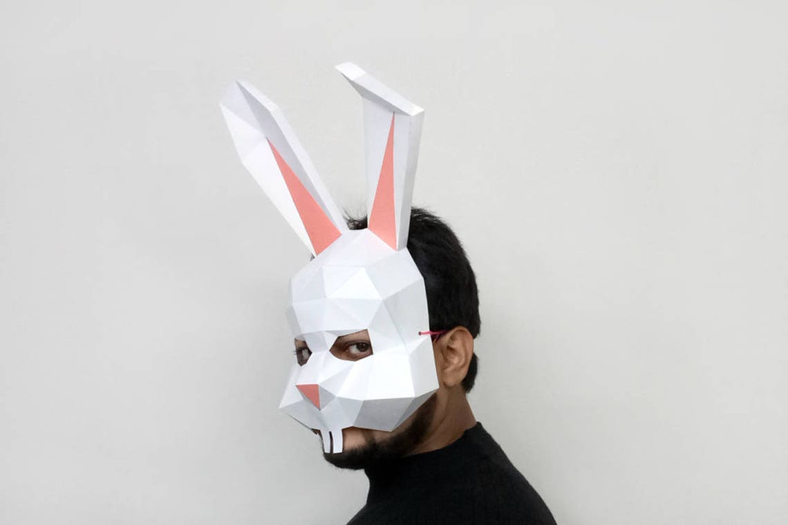 DIY Papercraft Bunny Maskrabbit Maskparty Masklowpoly3d - Etsy