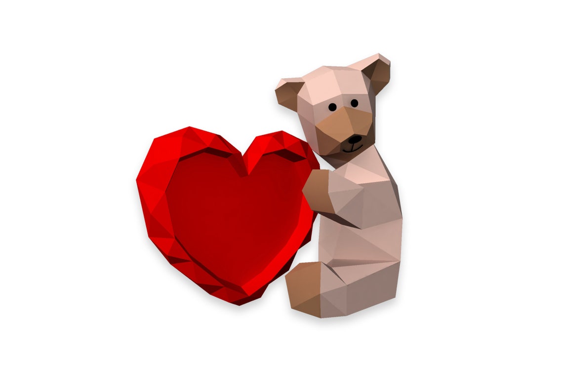 DIY Papercraft Valentine Teddy bearPapercraft Teddy | Etsy