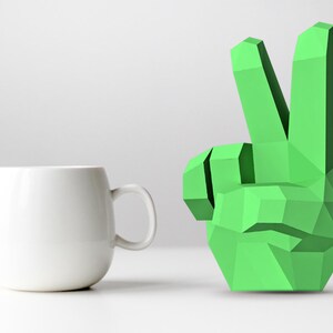 DIY Papercraft Hand Peace Symbol,hand Peace Sign,peace Gesture,lowpoly ...