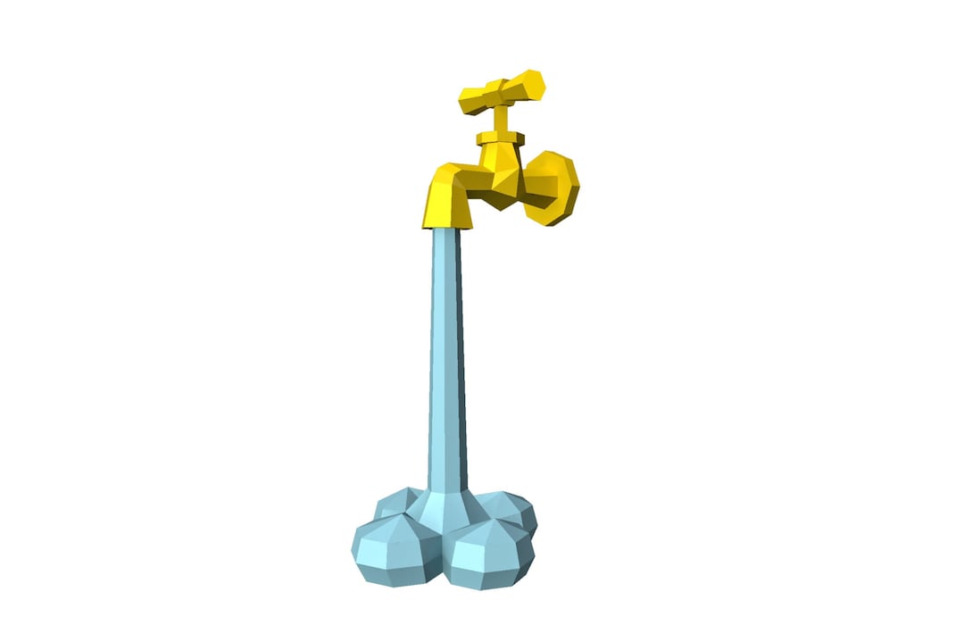 DIY Papercraft Water Tap Model,tap With Flowing Water,lowpoly Tap,water ...