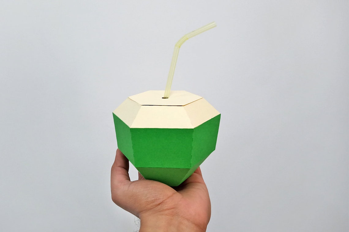 DIY Papercraft Coconut Favor,tropical Party Favor,low Poly Coconut,3d ...