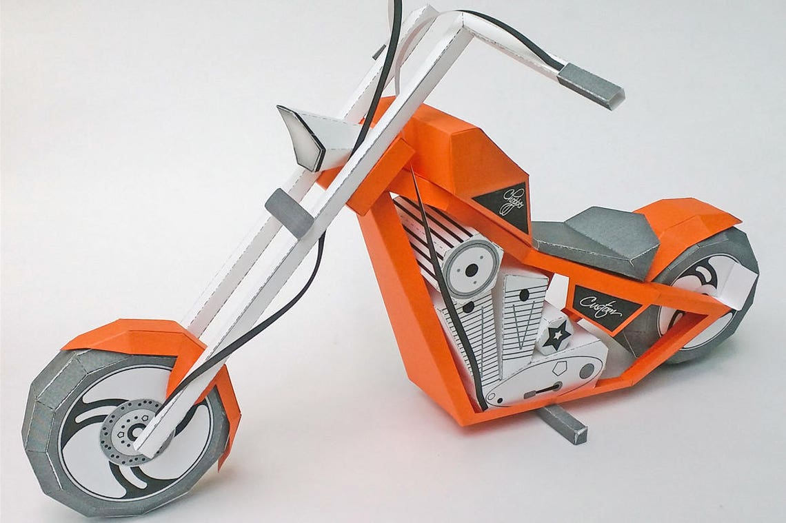 DIY Papercraft Bikeamerican Chopper Modelpaper Bikepaper | Etsy