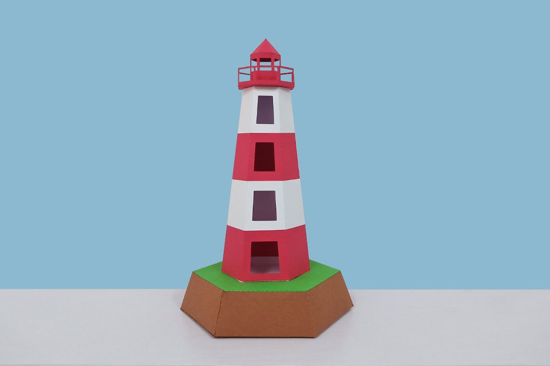 DIY Papercraft Lighthouse, 3d Lowpoly Papercraft, Lighthouse Print ...