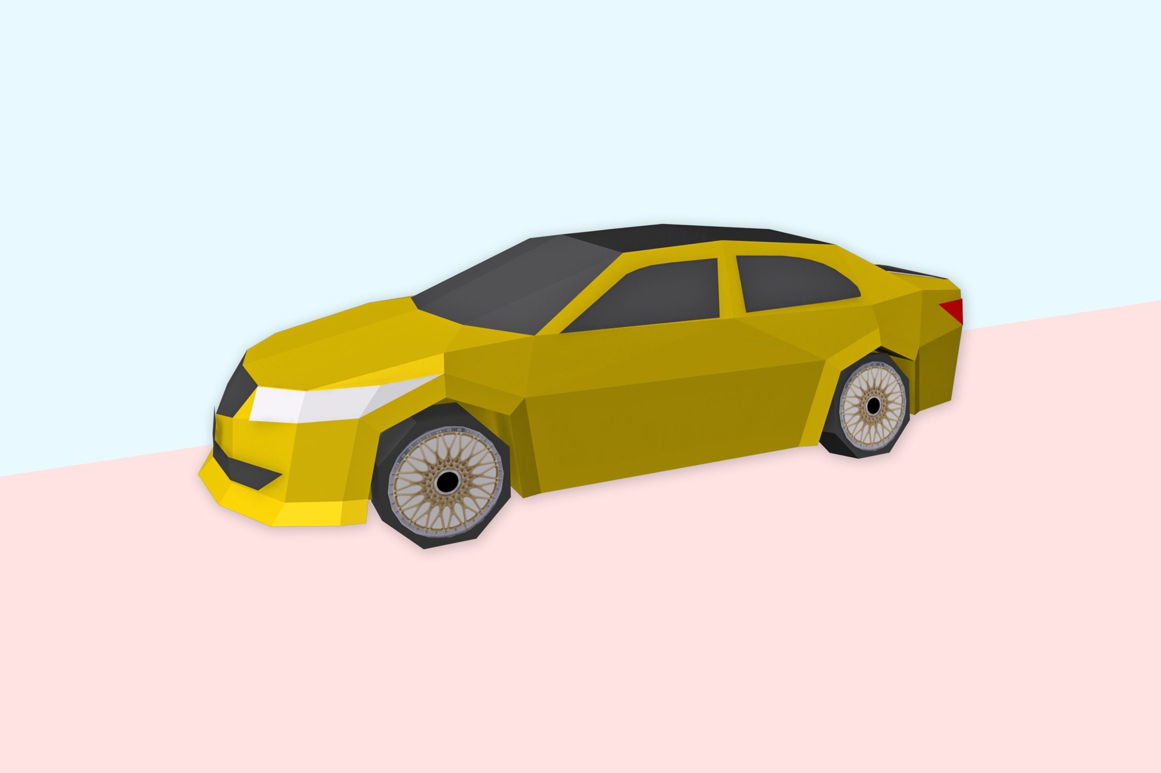 DIY Papercraft Car,paper Car,3d Papercraft,low Poly Car,paper Car Model ...