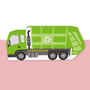 DIY Printable Garbage Truck Favor,lowpoly Papercraft, Papercraft Truck ...
