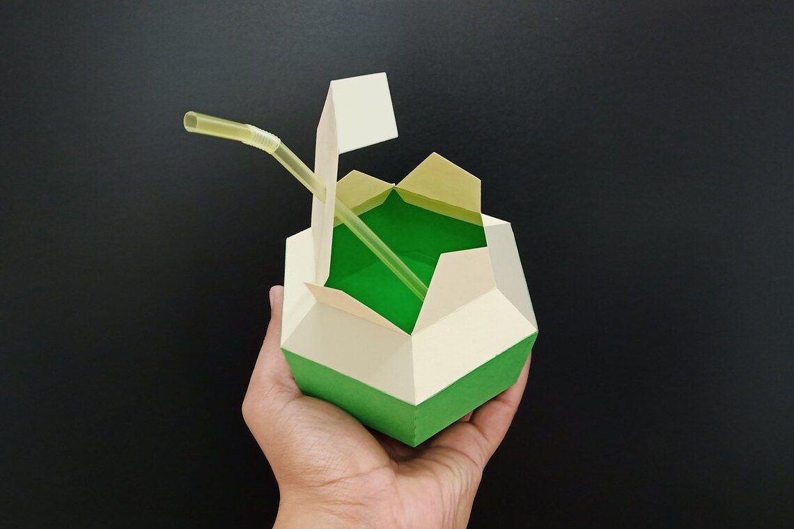 DIY Papercraft Coconut Favortropical Party Favorlow Poly | Etsy