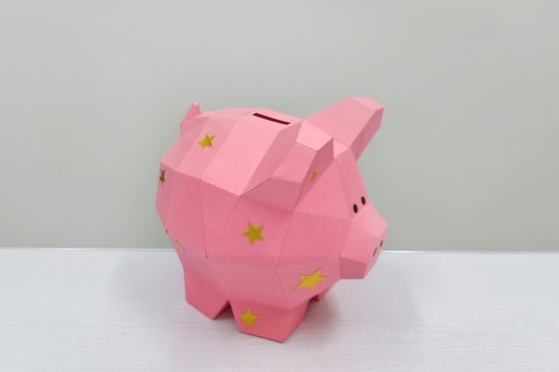 DIY 3D Lowpoly Piggy Bank Papercraft Model (PDF Pattern) - Etsy