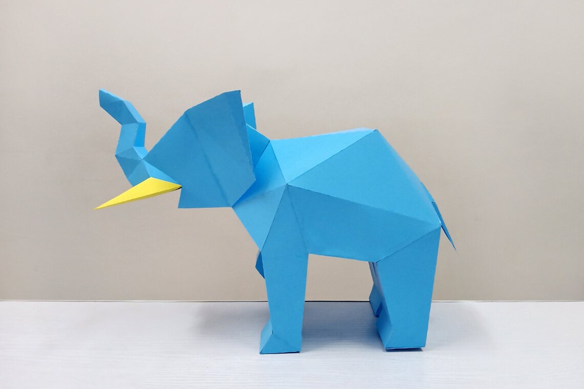 DIY Papercraft Elephant sculpturelow poly papercraftlow poly | Etsy