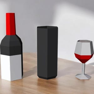 DIY Papercraft Wine Bottle With Wine Glass, Party Favor, Bottle Favor ...