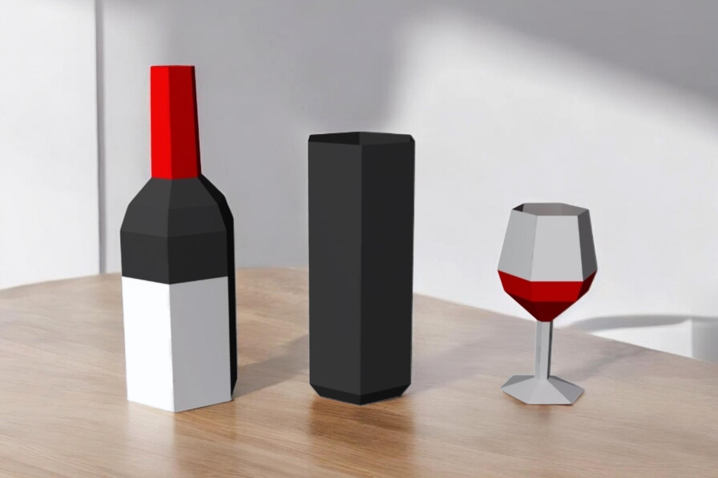 DIY Papercraft Wine Bottle and Glass Favor (digital Files) - Etsy