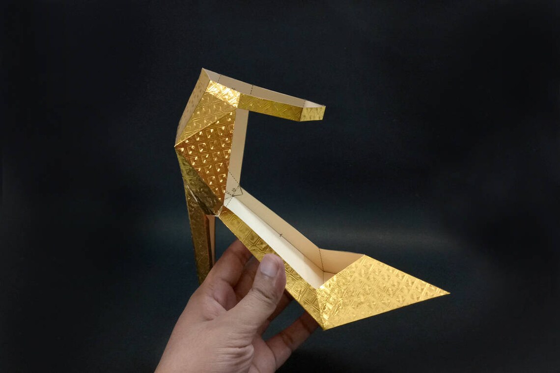 Golden High Heel Shoe3d Papercraftshoe Favourgifts for - Etsy