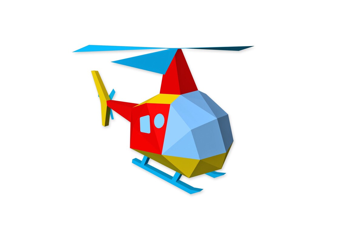 DIY Papercraft Helicopter Modellowpoly Papercraftpapercraft | Etsy