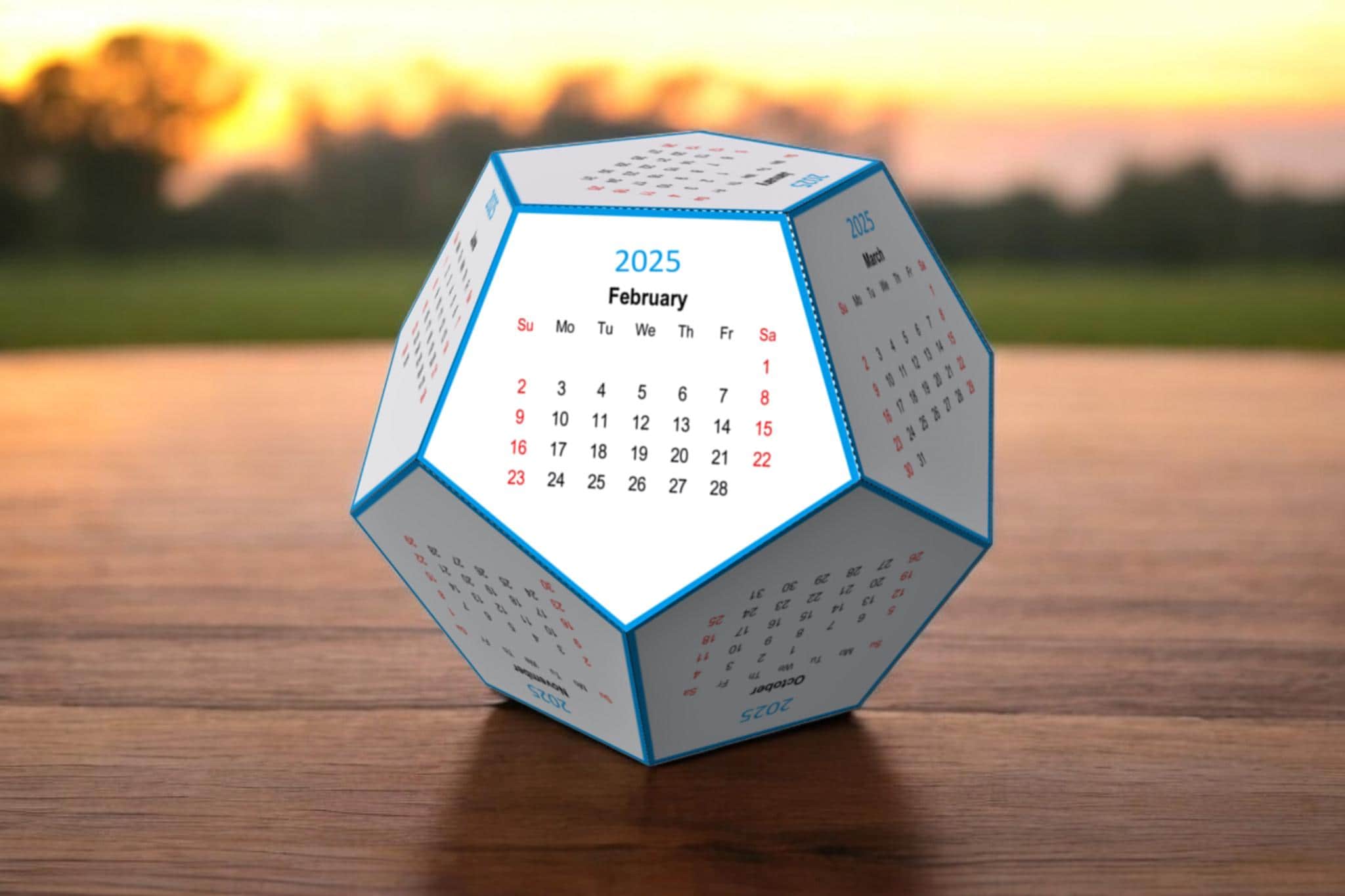 DIY Pentagon 2025 Calendar, Printable Desktop Template (PDF) - Etsy