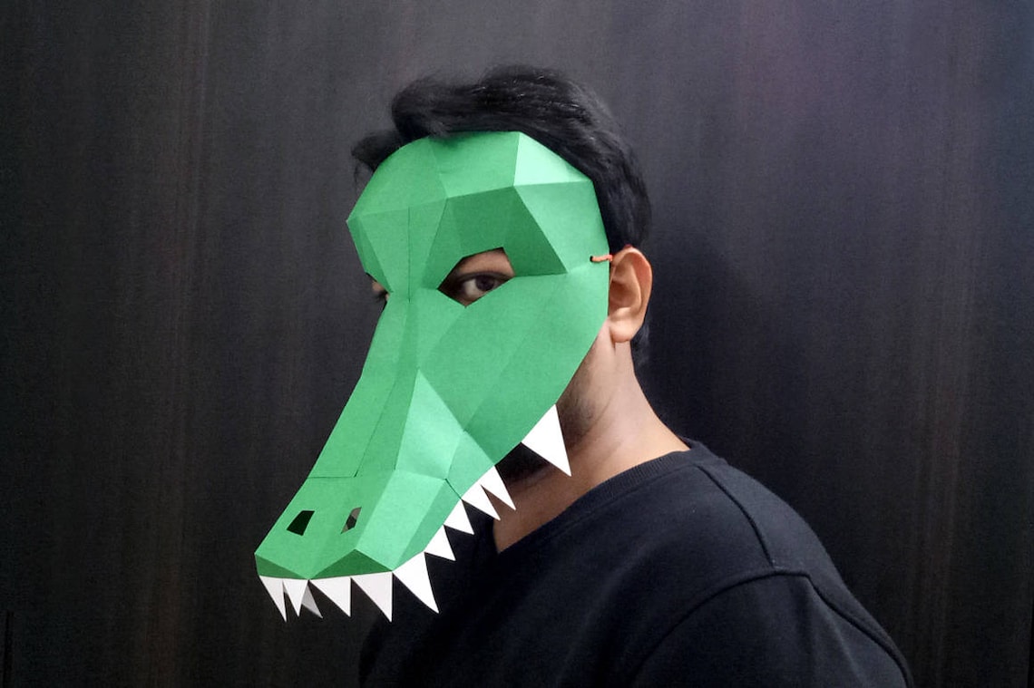 DIY Papercraft Alligator Mask, Low Poly Costume (PDF Pattern) - Etsy