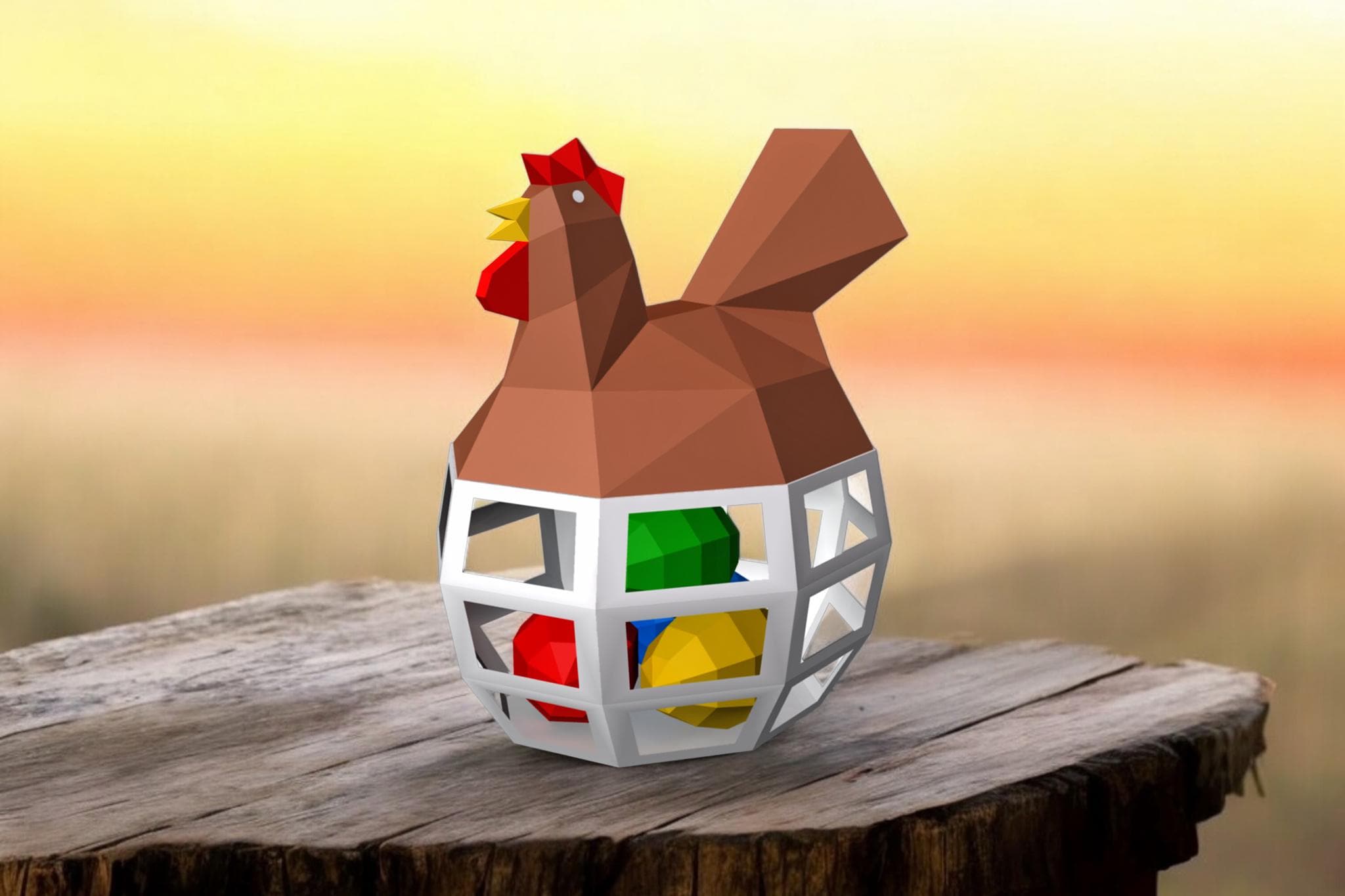 DIY Papercraft Chicken Egg Basket, Easter Decorations, Chicken Gifts ...
