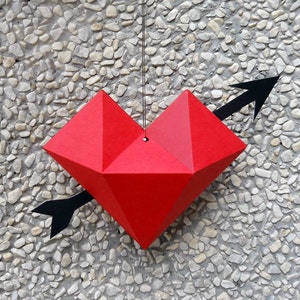 DIY Papercraft Heart Dangler,valentine's Day,heart With Arrow,paper ...