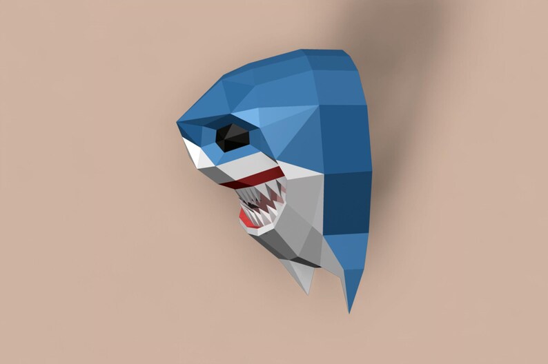 Papercraft Shark Head Trophy, 3D Wall Art (digital Files) - Etsy