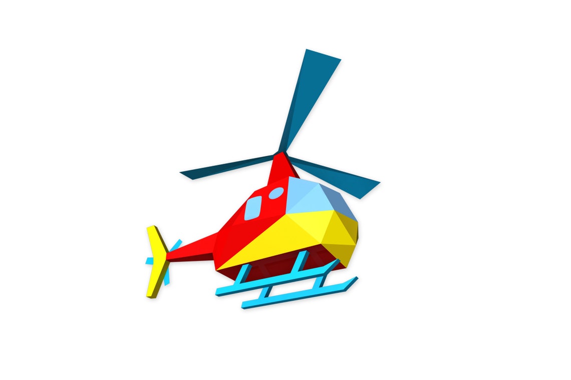 DIY Papercraft Helicopter Modellowpoly Papercraftpapercraft | Etsy
