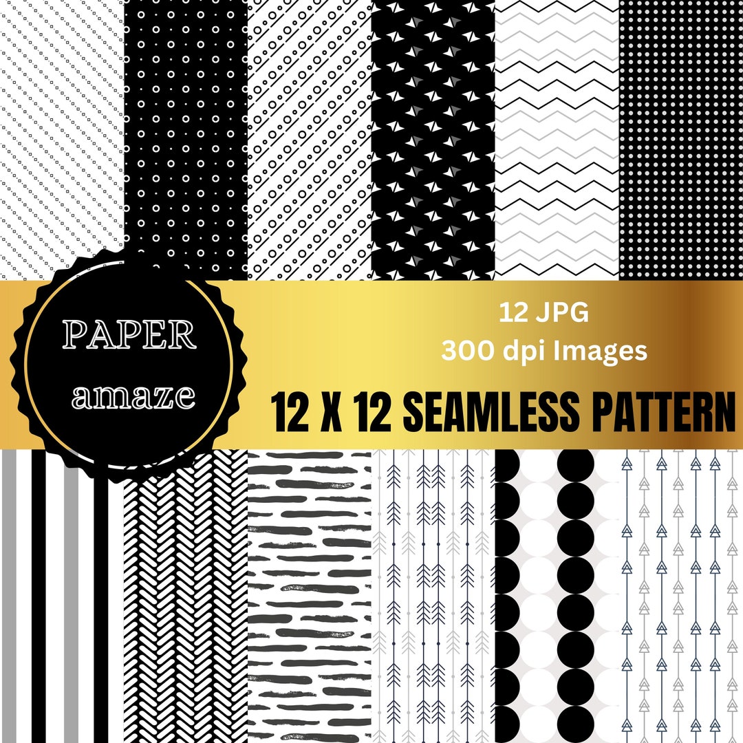 Black and White Printable Digital Paper, Jpeg Seamless Digital Paper ...
