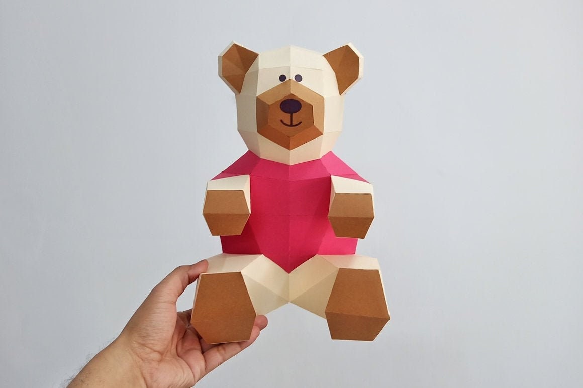 DIY Valentine Teddy bearPapercraft Teddy bearPaper | Etsy