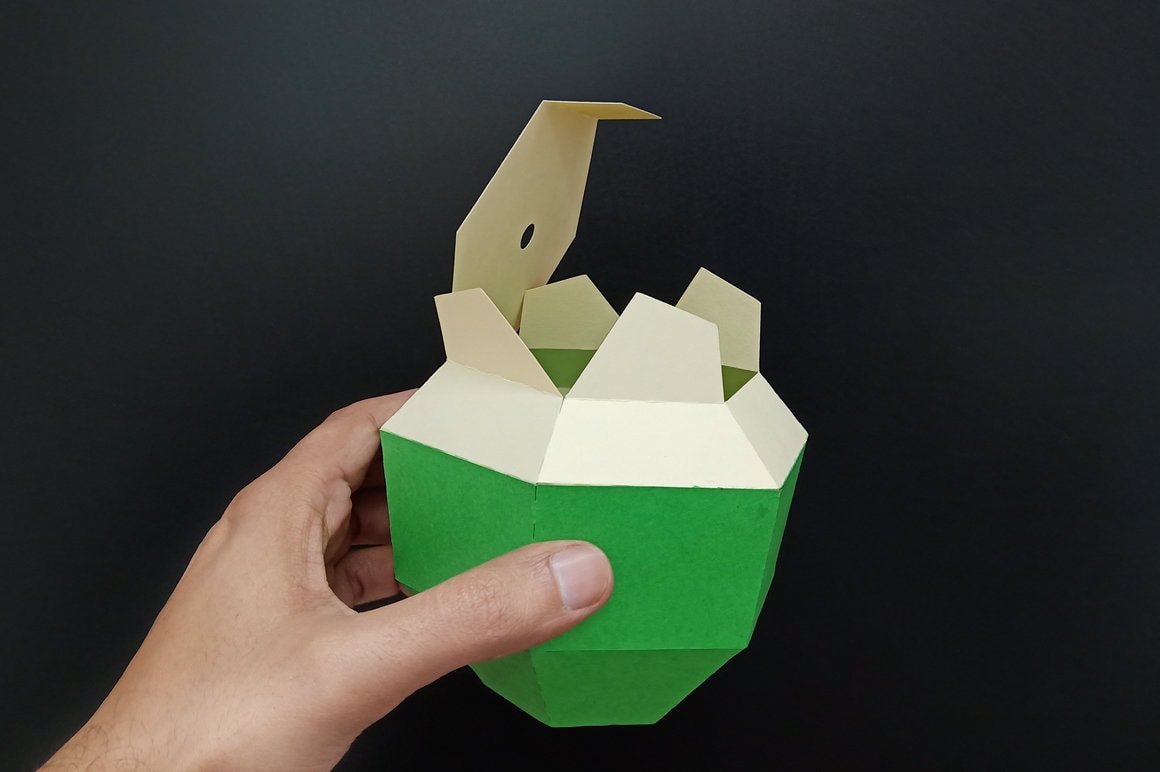 DIY Papercraft Coconut Favortropical Party Favorlow Poly | Etsy