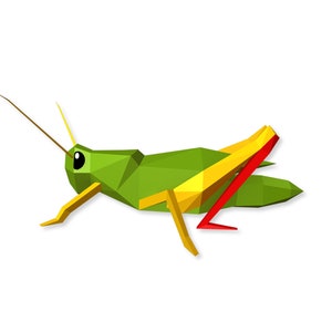 DIY Papercraft Grasshopper,lowpoly Grasshopper Png,3d Origami Insects ...