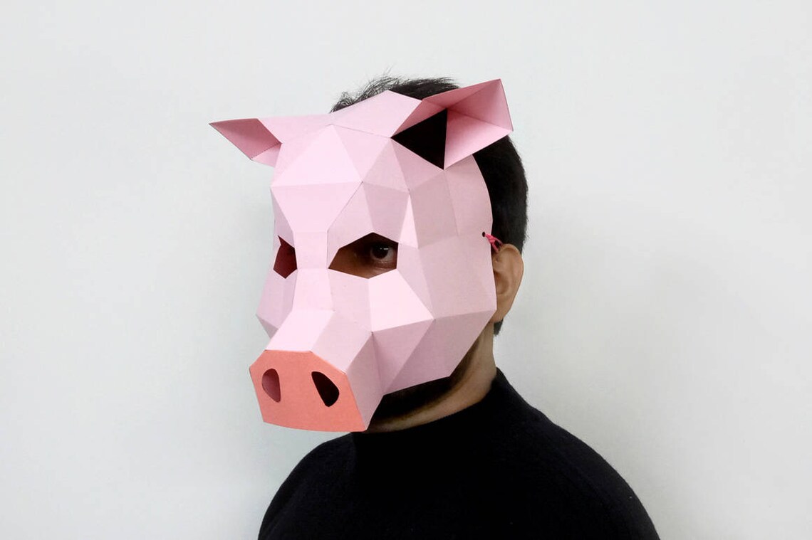 DIY Pig Maskpig Artparty Masklowpoly3d Papercraftdiy | Etsy