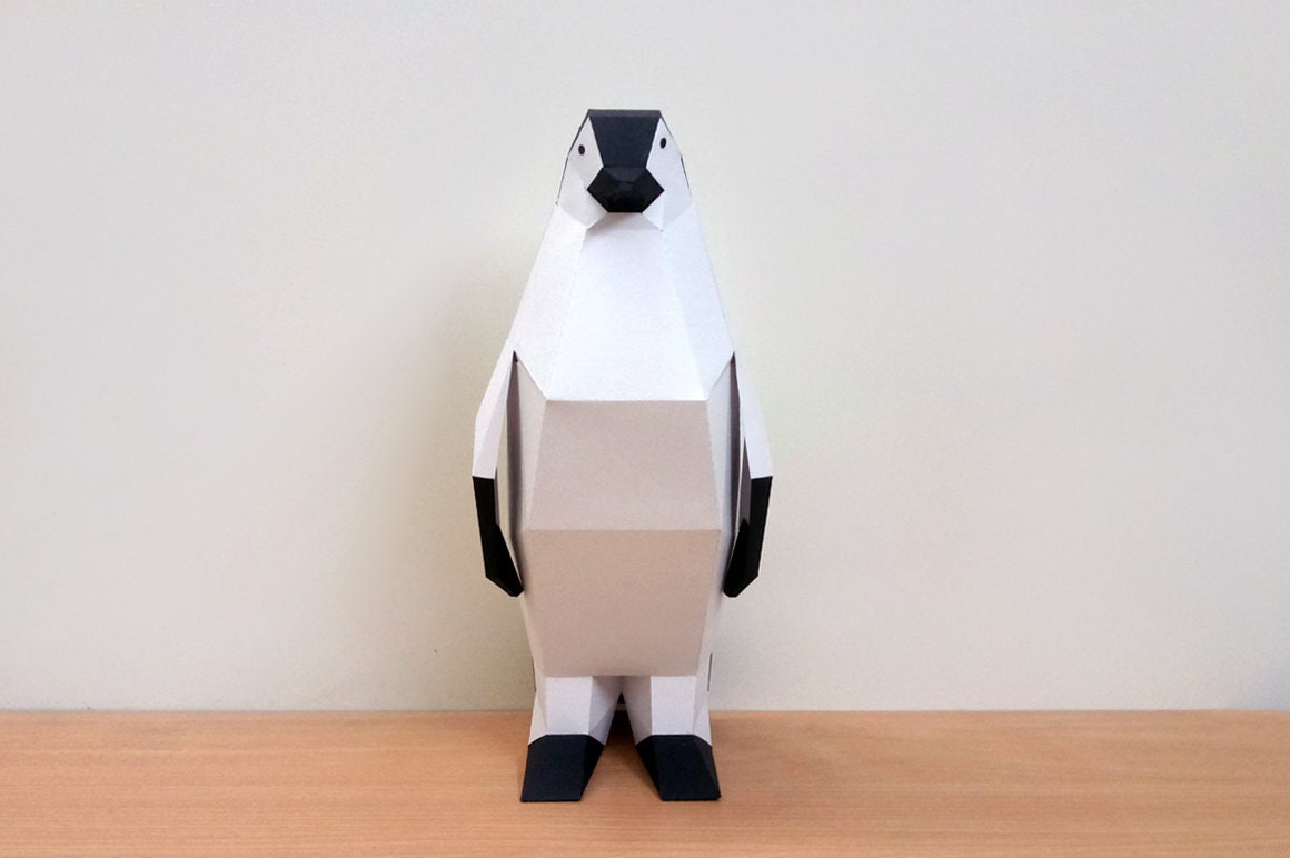 DIY Penguin Papercraftpenguin Sculpturelowpoly - Etsy