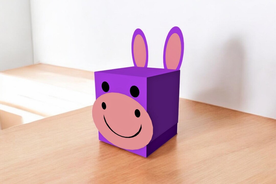 DIY Papercraft Hippo Favor Box, Lowpoly Animal Nursery Decor (PDF ...