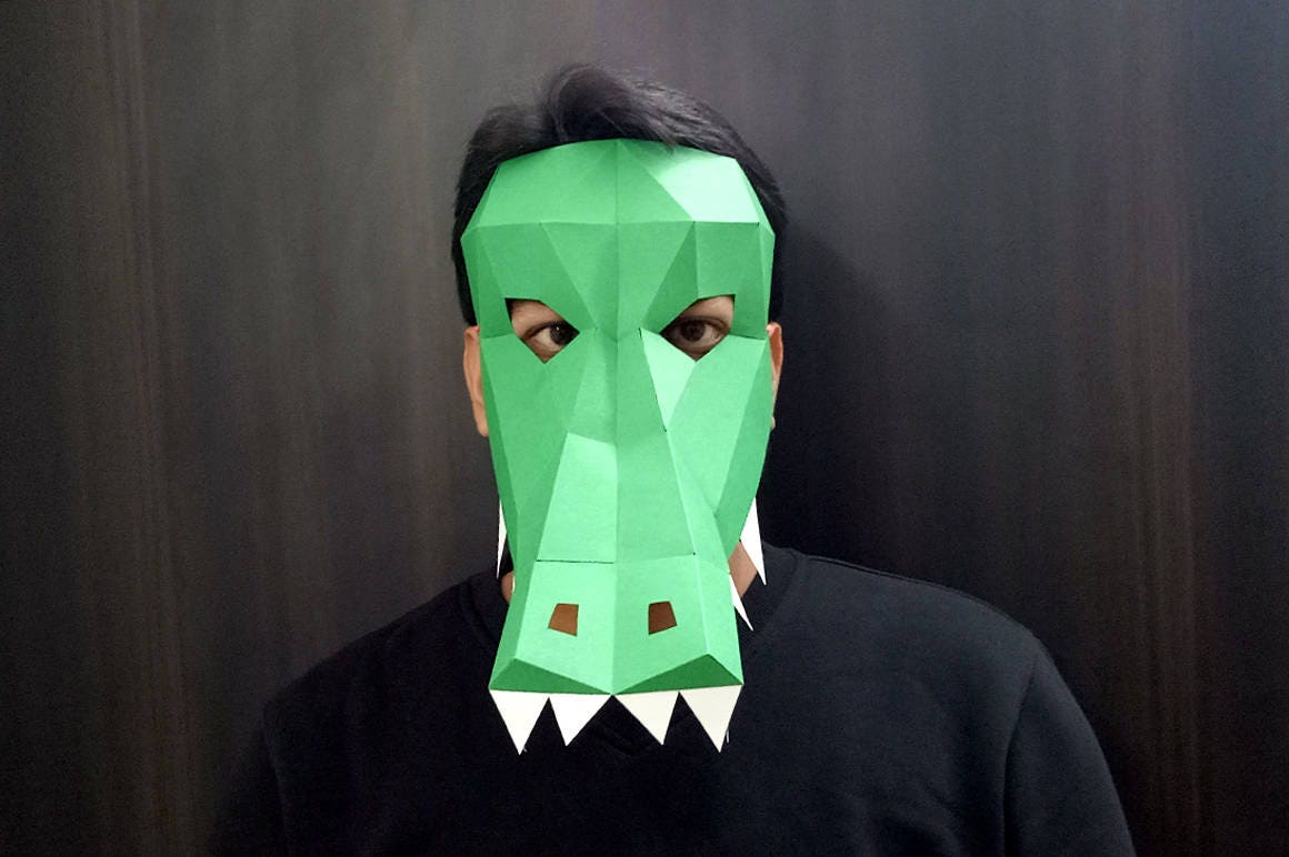 DIY Papercraft Alligator Mask, Low Poly Costume (PDF Pattern) - Etsy